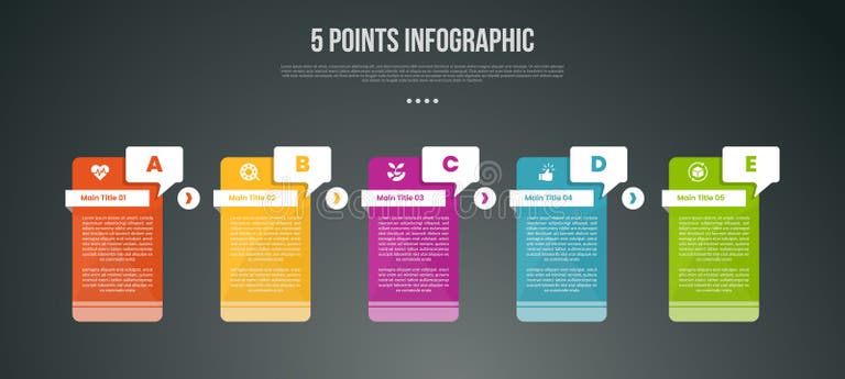5 Points or Step Process Infographic with Creative Table Shape with ...