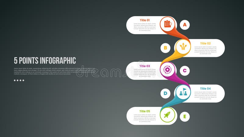 5 Points or Step Process Infographic with Round Rectangle Shape on ...