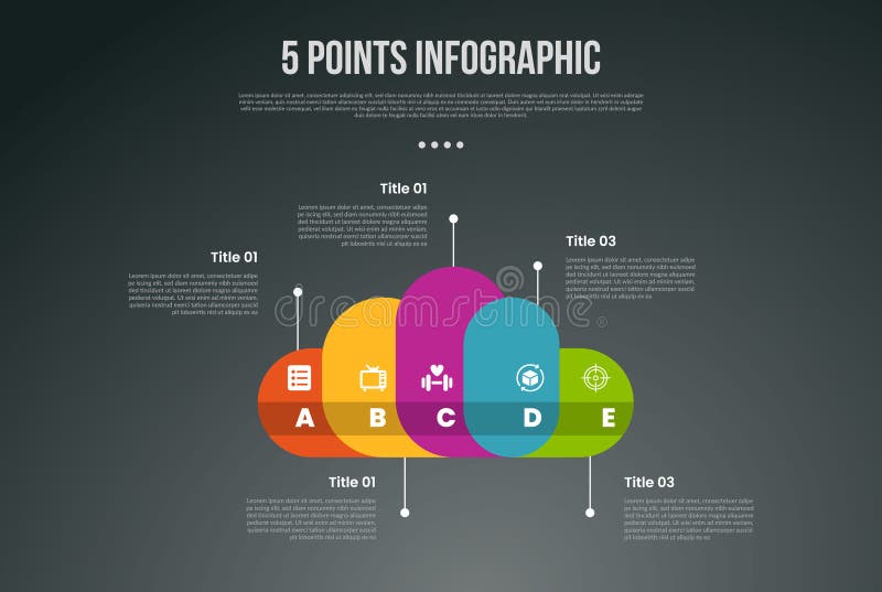 5 Points or Step Process Infographic with Round Shape Creating Cloud ...
