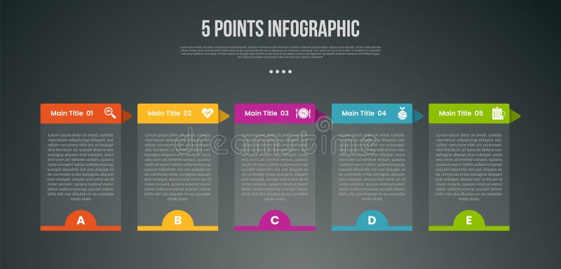 5 Points or Step Process Infographic with Transparent Table with Arrow ...