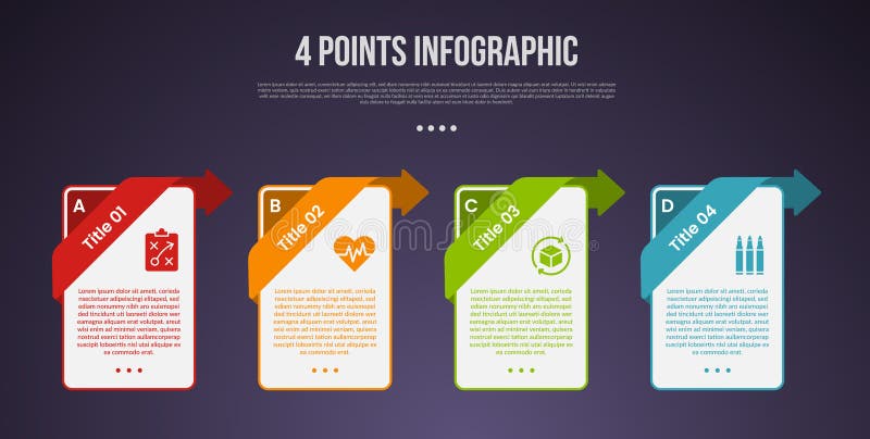 4 Points or Step Process Infographic with Vertical Box Container with ...