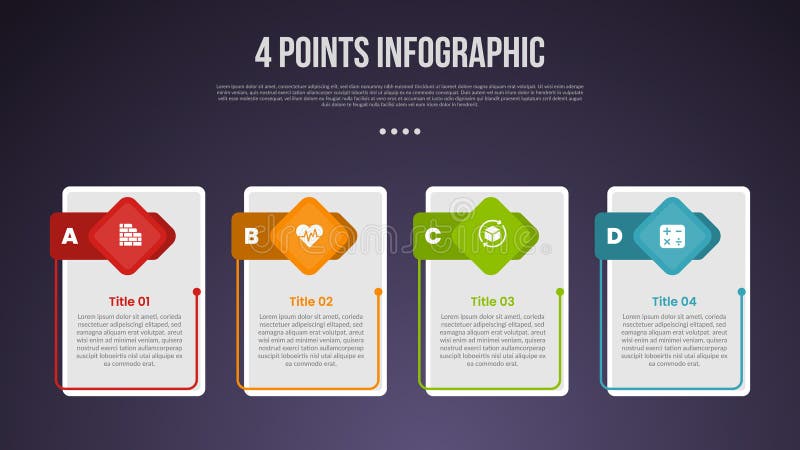 4 Points or Step Process Infographic with Vertical Box with Creative ...