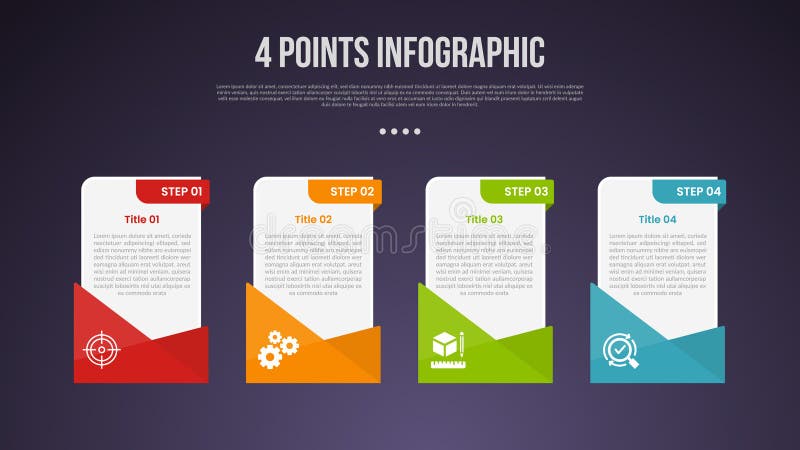 4 Points or Step Process Infographic with Vertical Box Table with ...