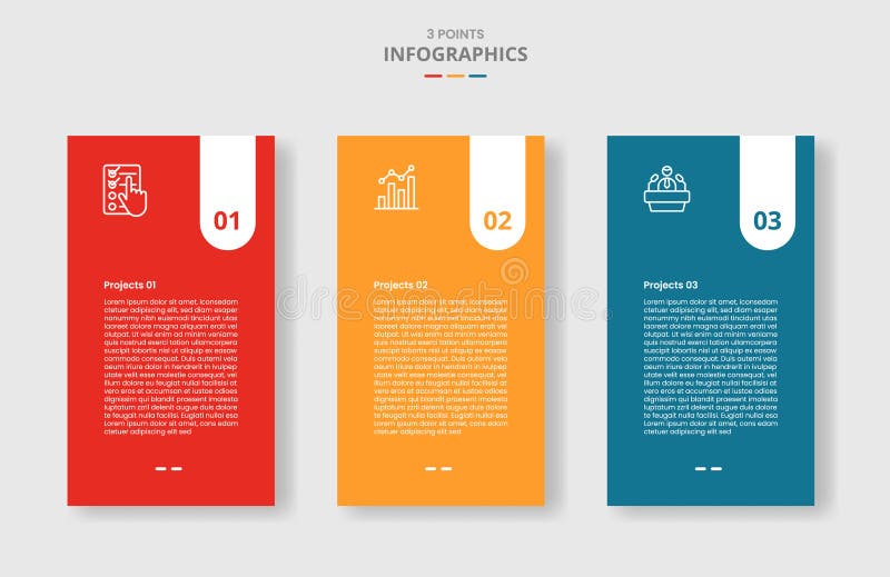 3 Points Template Comparison Concept for Infographic with Vertical Box ...