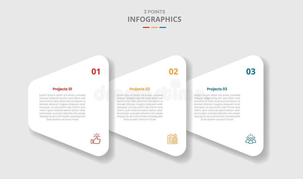3 Points Template Infographic with Creative Round Triangle Stacked ...