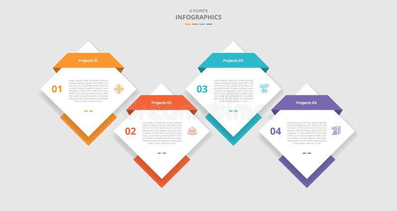 4 Points Template Infographic with Diamond Up and Down on Timeline ...