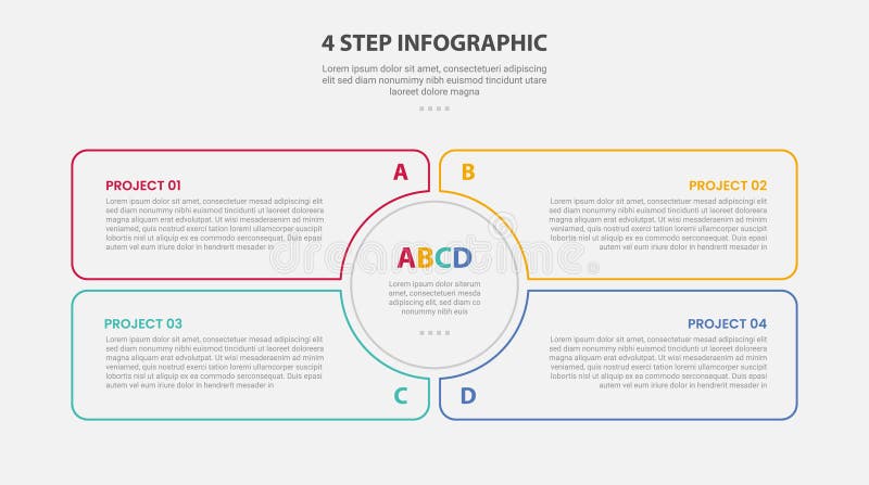 4 Points Template Infographic Outline Style with 4 Point Stage or Step ...
