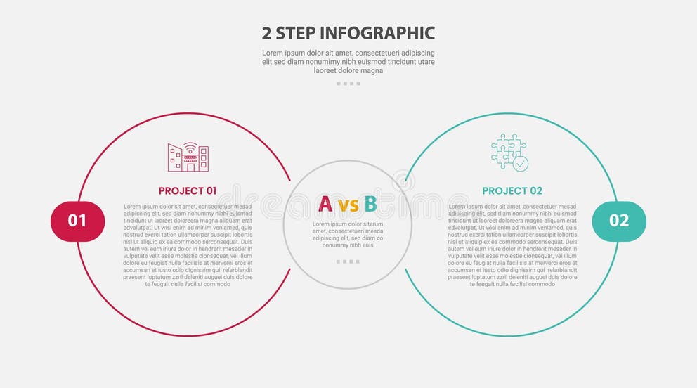 2 Points Template Infographic Outline Style with 2 Point Stage or Step ...