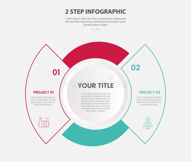 2 Points Template Infographic Outline Style with 2 Point Stage or Step ...