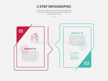2 Points Template Infographic Outline Style with 2 Point Stage or Step ...