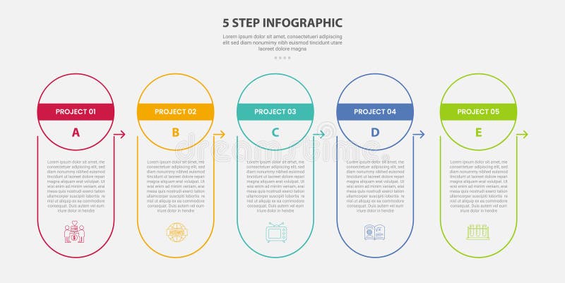 5 Points Template Infographic Outline Style with 5 Point Stage or Step ...