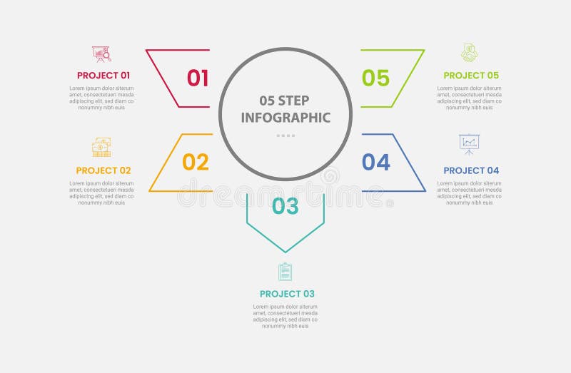 5 Points Template Infographic Outline Style with 5 Point Step Template ...