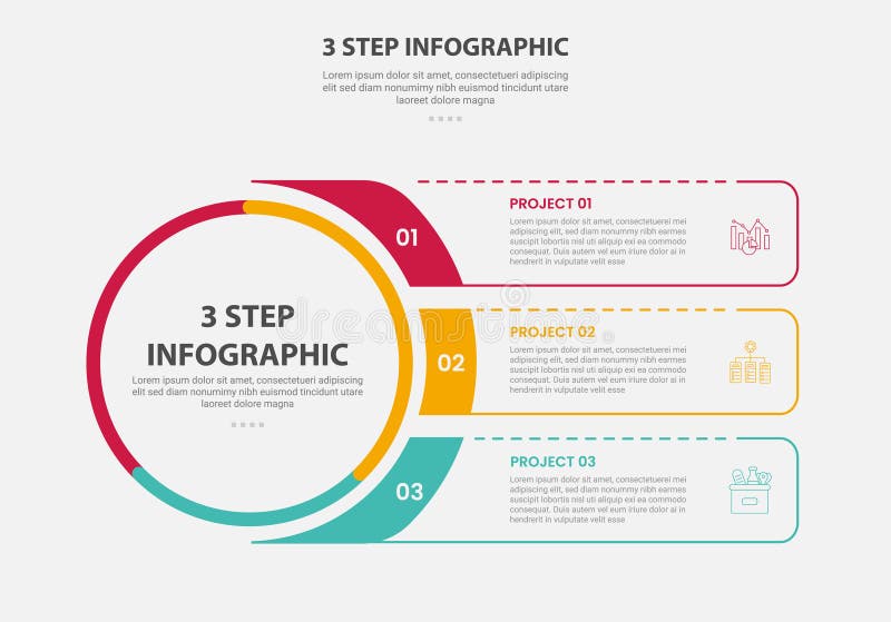 3 Points Template Infographic Outline Style with 3 Point Step Template ...