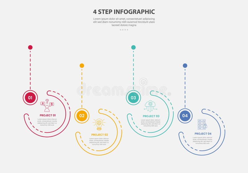 4 Points Template Infographic Outline Style with 4 Point Step Template ...