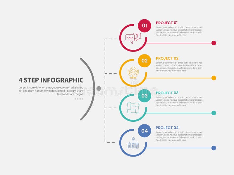 4 Points Template Infographic Outline Style with 4 Point Step Template ...