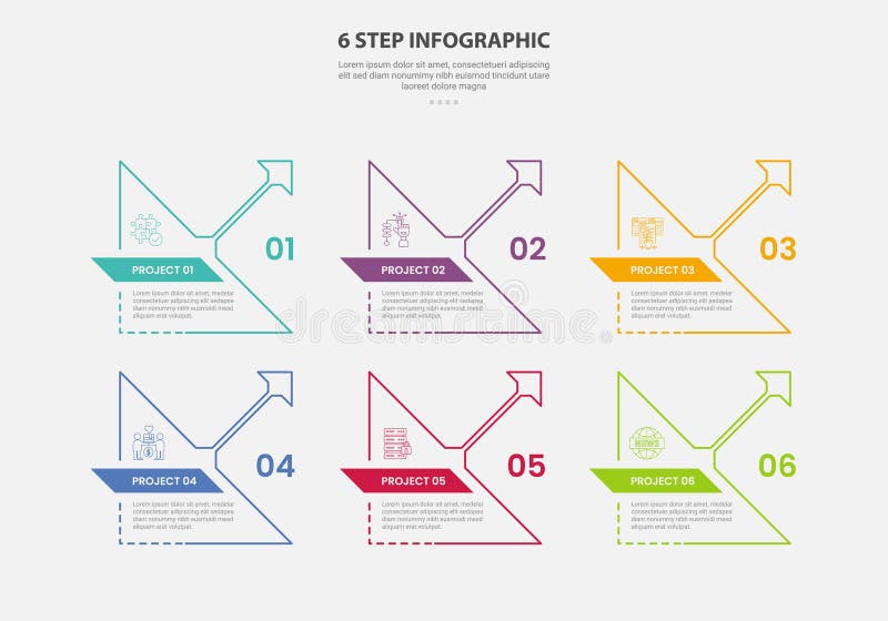 6 Points Template Infographic Outline Style with 6 Point Step Template ...