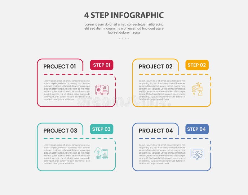4 Points Template Infographic Outline Style with 4 Point Step Template ...