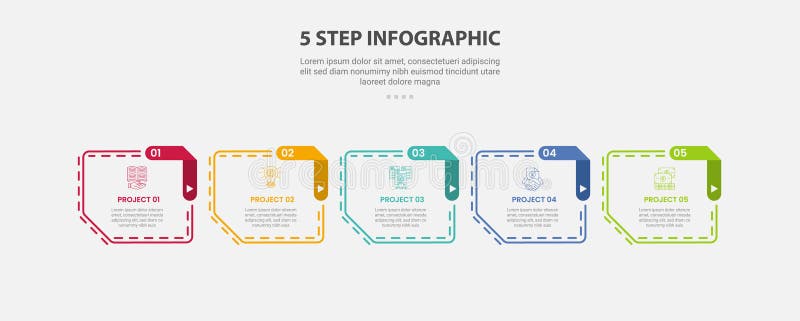 5 Points Template Infographic Outline Style with 5 Point Step Template ...