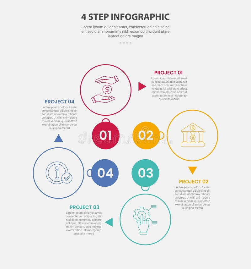 4 Points Template Infographic Outline Style with 4 Point Step Template ...
