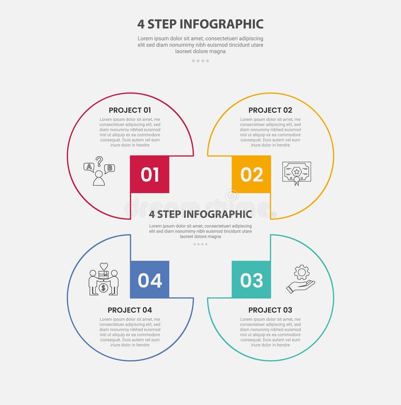 4 Points Template Infographic Outline Style with 4 Point Step Template ...