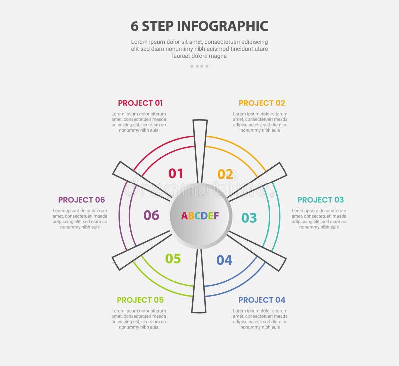 6 Points Template Infographic Outline Style with 6 Point Step Template ...