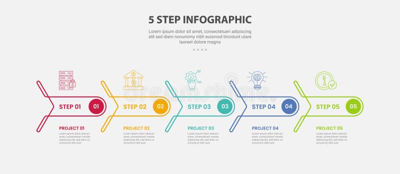 5 Points Template Infographic Outline Style with 5 Point Step Template ...