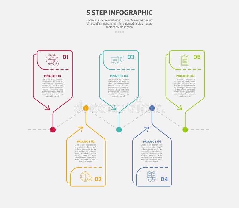 5 Points Template Infographic Outline Style with 5 Point Step Template ...
