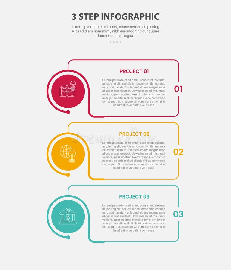 3 Points Template Infographic Outline Style with 3 Point Step Template ...
