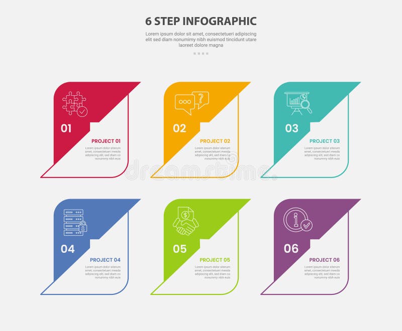 6 Points Template Infographic Outline Style with 6 Point Step Template ...