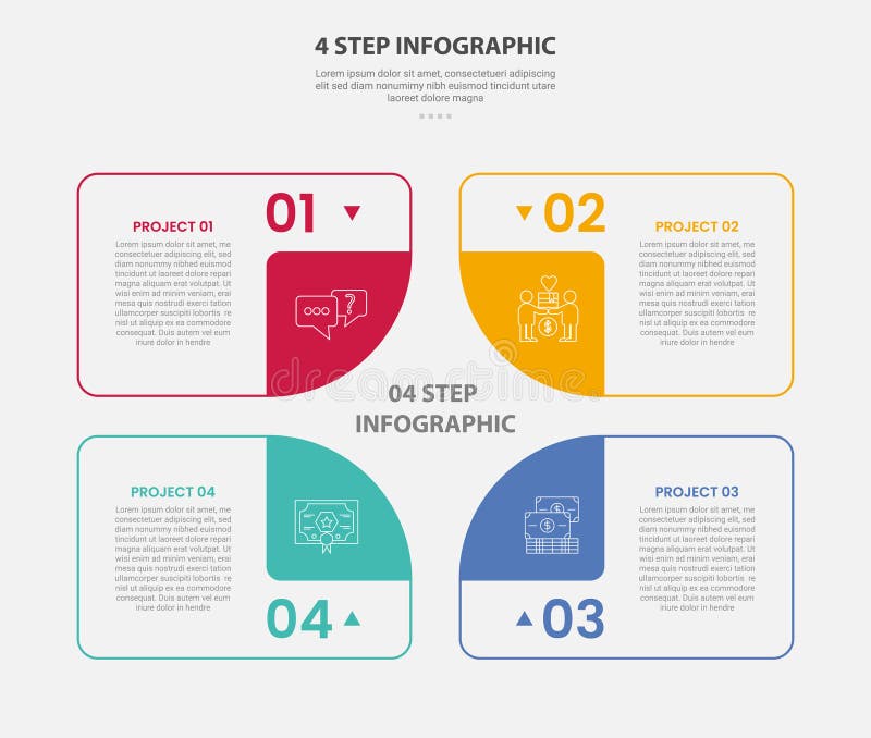 4 Points Template Infographic Outline Style with 4 Point Step Template ...