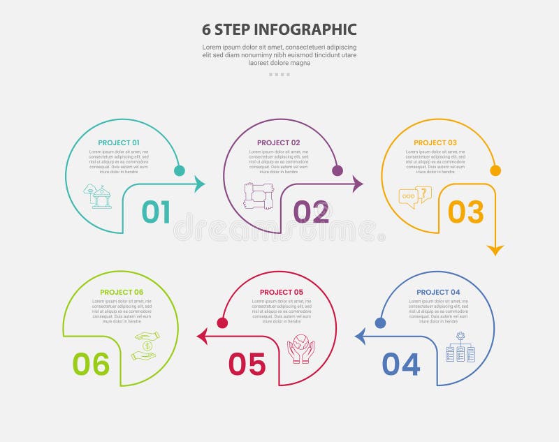 6 Points Template Infographic Outline Style with 6 Point Step Template ...