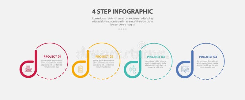 4 Points Template Infographic Outline Style with 4 Point Step Template ...