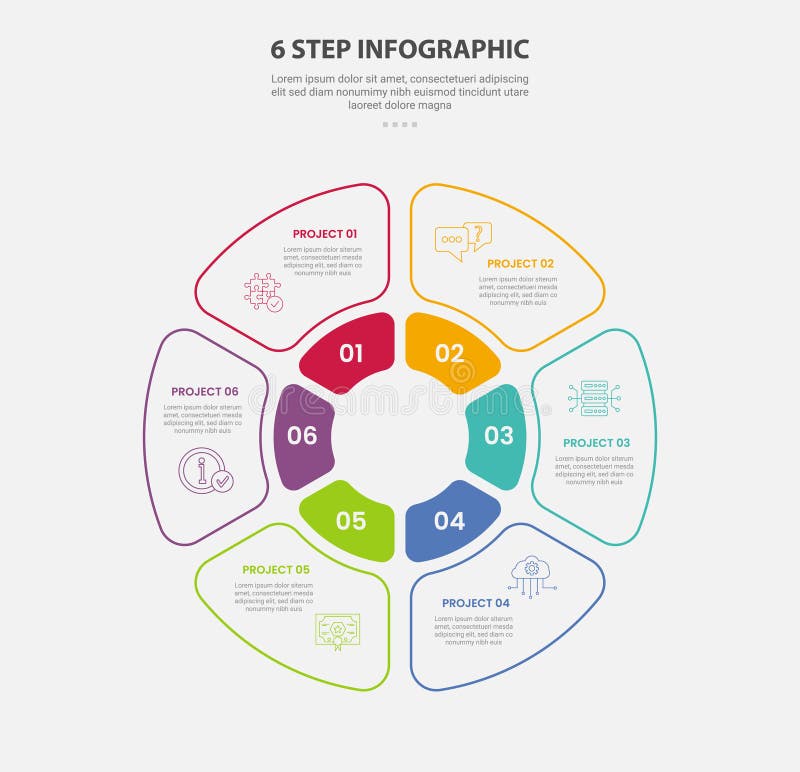 6 Points Template Infographic Outline Style with 6 Point Step Template ...