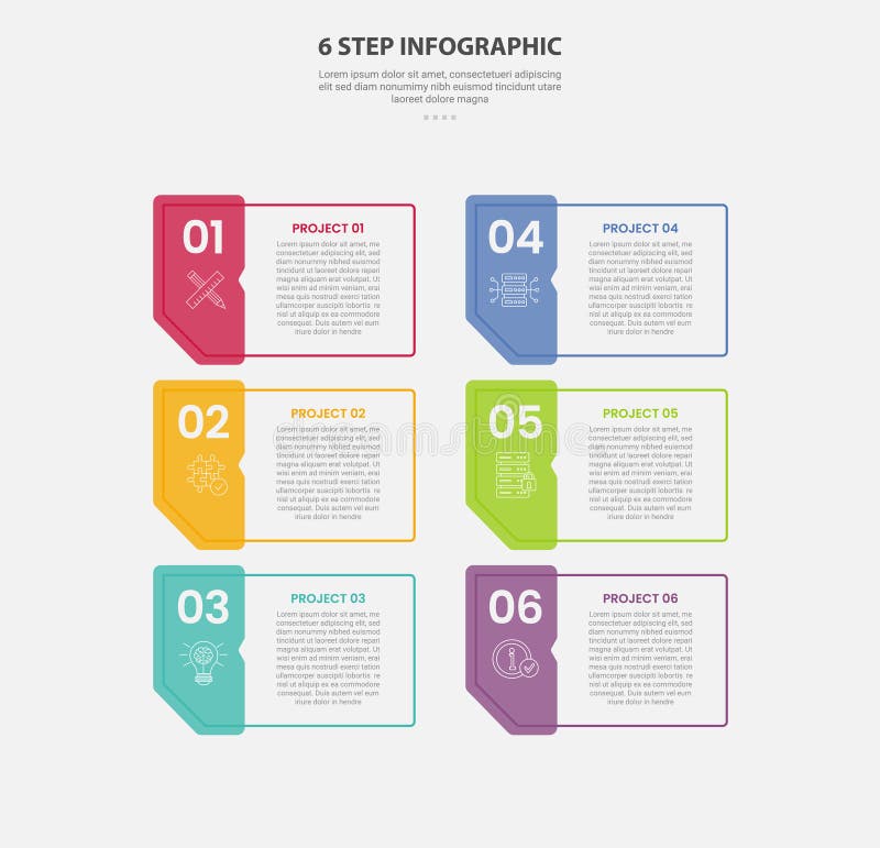 6 Points Template Infographic Outline Style with 6 Point Step Template ...