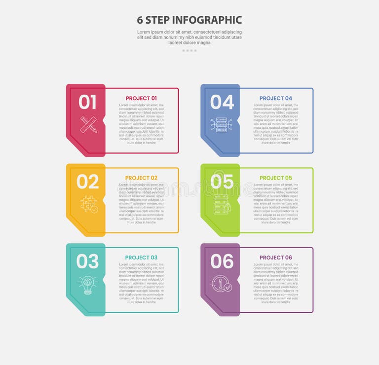 6 Points Template Infographic Outline Style with 6 Point Step Template ...