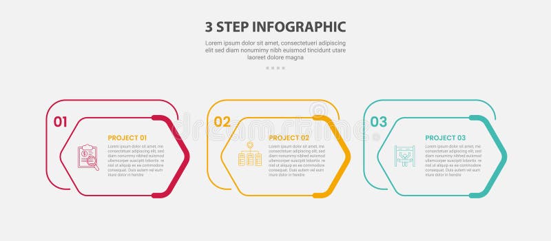 3 Points Template Infographic Outline Style with 3 Point Step Template ...