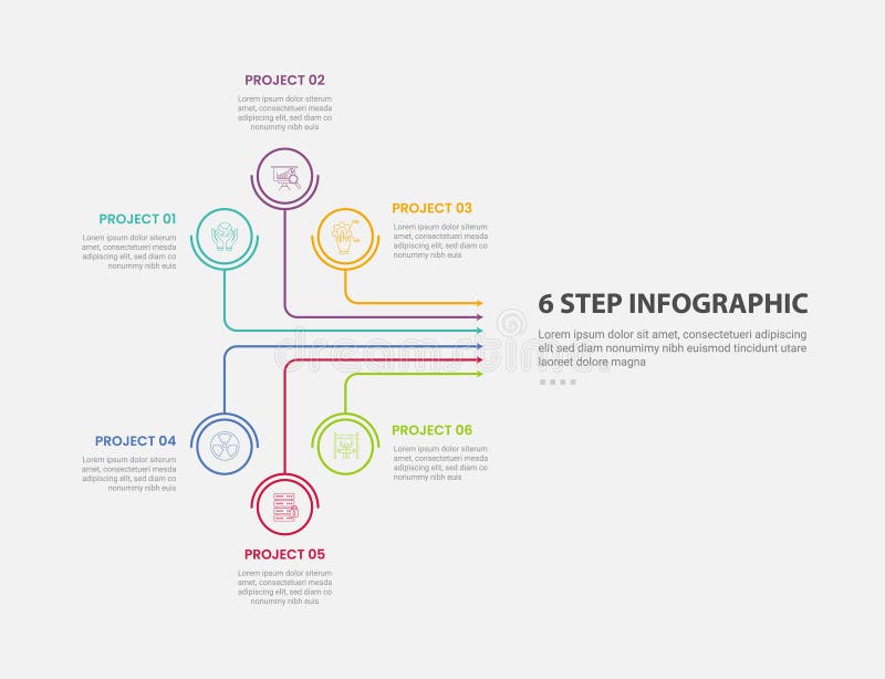 6 Points Template Infographic Outline Style with 6 Point Step Template ...