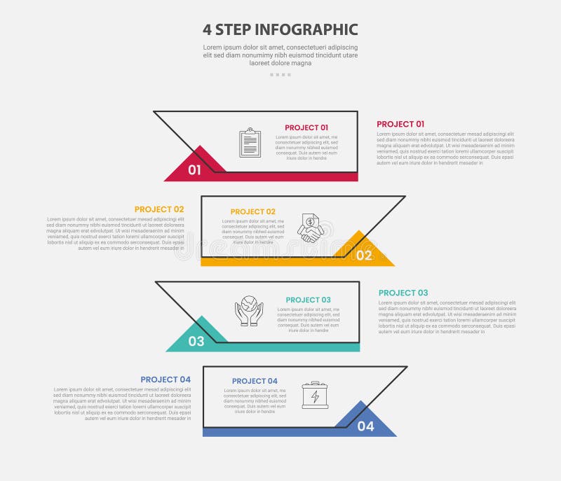 4 Points Template Infographic Outline Style with 4 Point Step Template ...