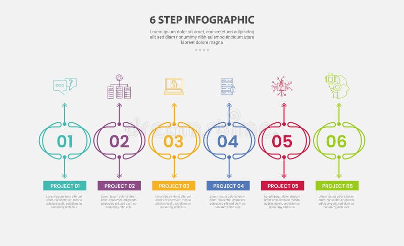 6 Points Template Infographic Outline Style with 6 Point Step Template ...
