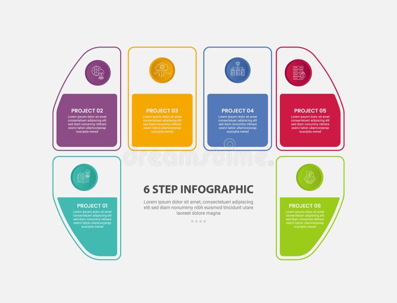 6 Points Template Infographic Outline Style with 6 Point Step Template ...