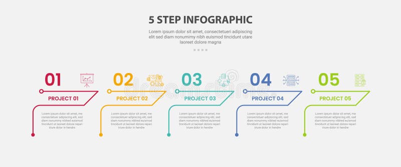 5 Points Template Infographic Outline Style with 5 Point Step Template ...
