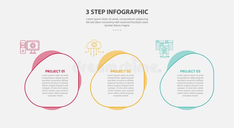 3 Points Template Infographic Outline Style with 3 Point Step Template ...