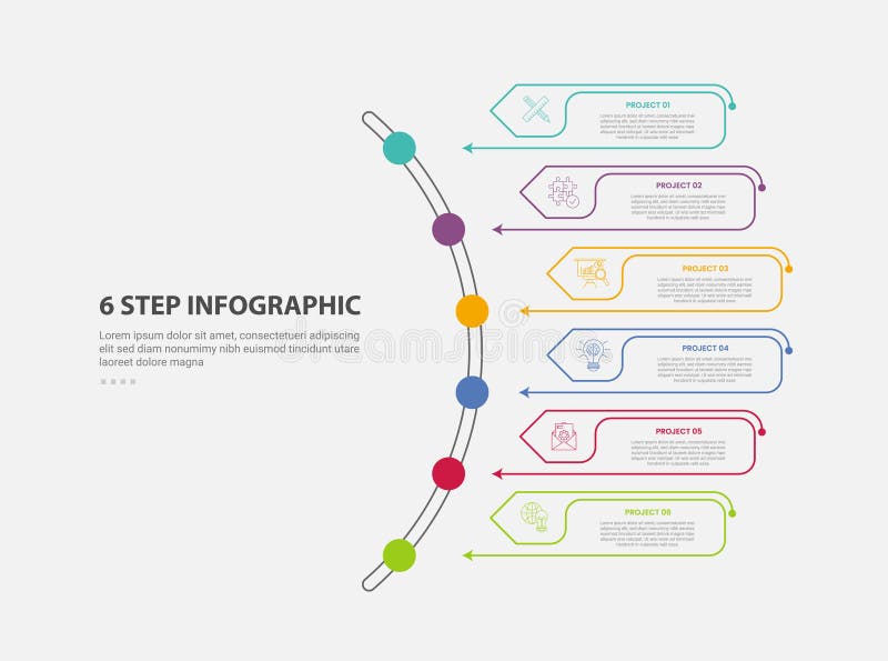 6 Points Template Infographic Outline Style with 6 Point Step Template ...