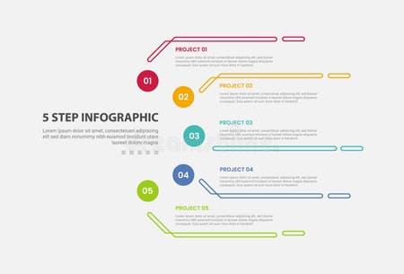 5 Points Template Infographic Outline Style with 5 Point Step Template ...