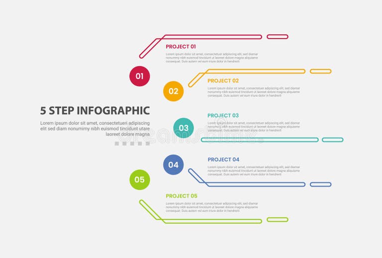 5 Points Template Infographic Outline Style with 5 Point Step Template ...
