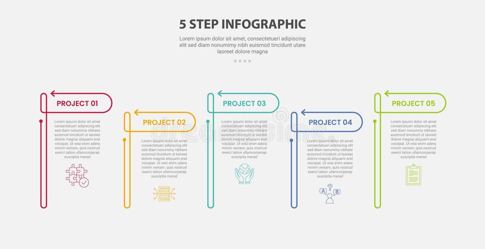 5 Points Template Infographic Outline Style with 5 Point Step Template ...