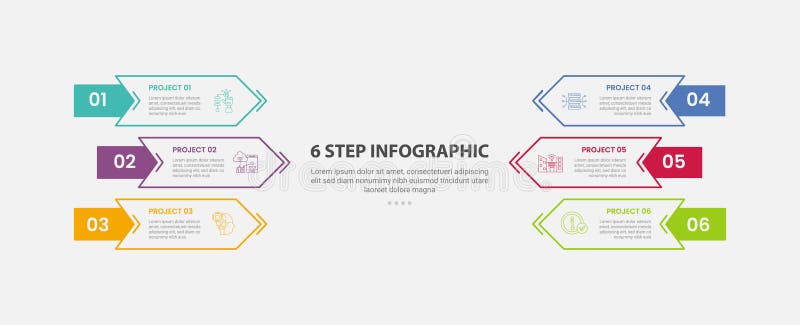 6 Points Template Infographic Outline Style with 6 Point Step Template ...