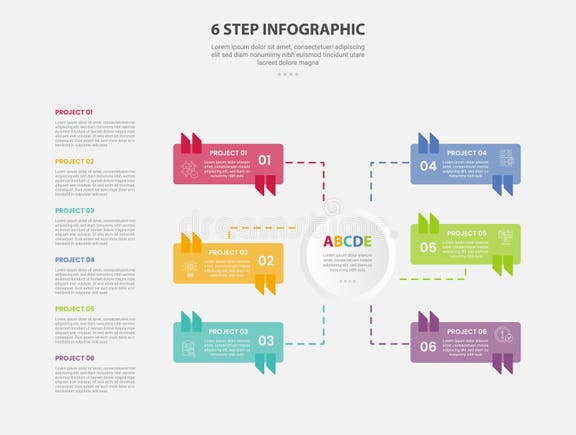 6 Points Template Infographic Outline Style with 6 Point Step Template ...