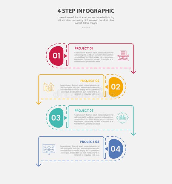 4 Points Template Infographic Outline Style with 4 Point Step Template ...
