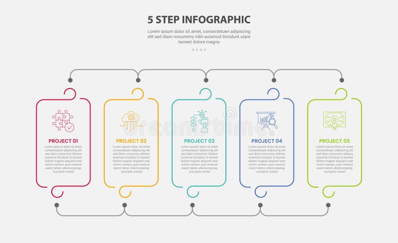 5 Points Template Infographic Outline Style with 5 Point Step Template ...